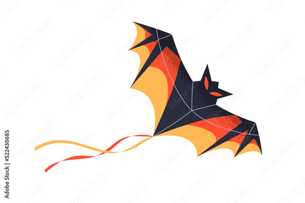 Bat-shaped wind kite flying, floating in air. Flight of kids paper toy ...