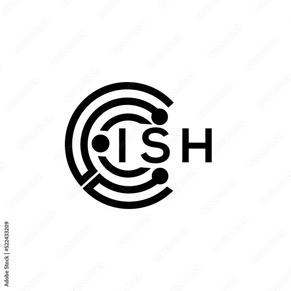 ISH letter technology logo design.ISH creative initials monogram vector ...