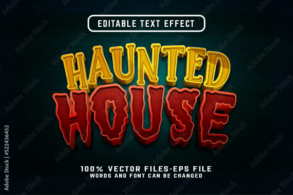 Haunted House 3d cartoon text effect premium vectors Stock Vector ...