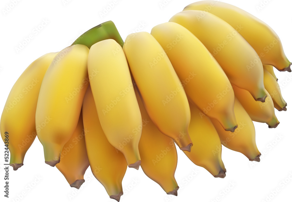 realistic one group yellow ripe banana fruit invert side view. Stock ...