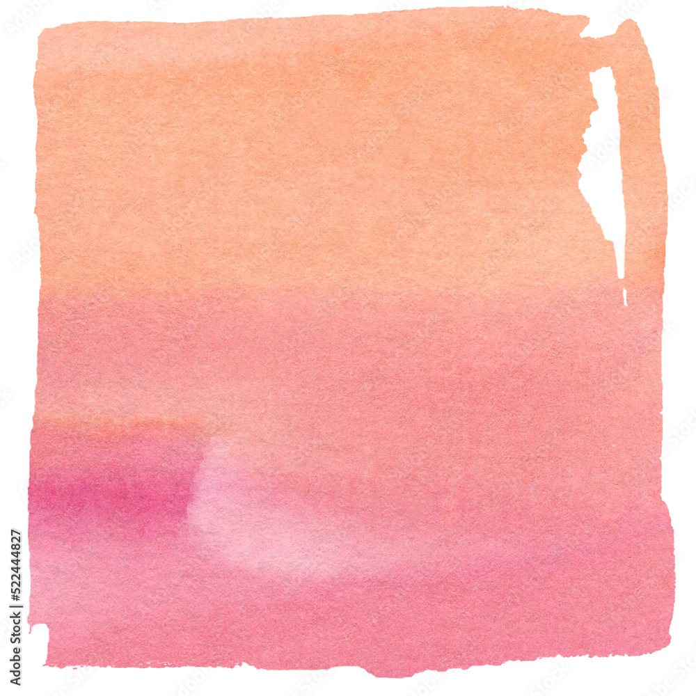 pink and orange watercolor stain brush stroke frame isolated on white ...