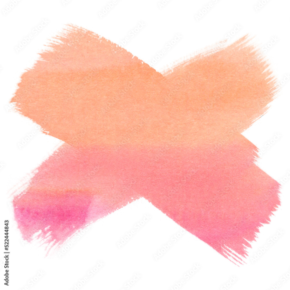 pink and orange watercolor stain brush stroke frame isolated on white ...