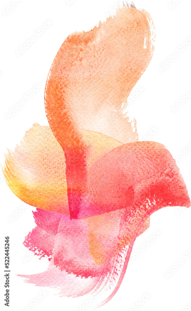pink and orange watercolor stain brush stroke frame isolated on white ...