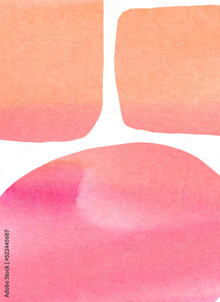 pink and orange watercolor stain brush stroke frame isolated on white ...