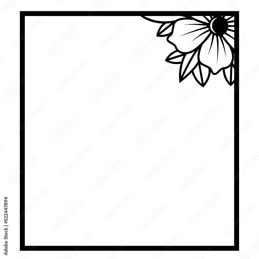 Floral square frame svg, Card border with flowers svg Stock Vector ...