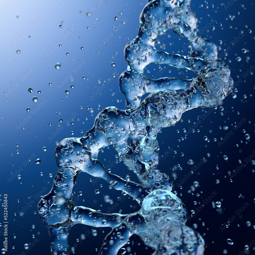Splashes of water shaped of a DNA molecule. 3d render Stock ...