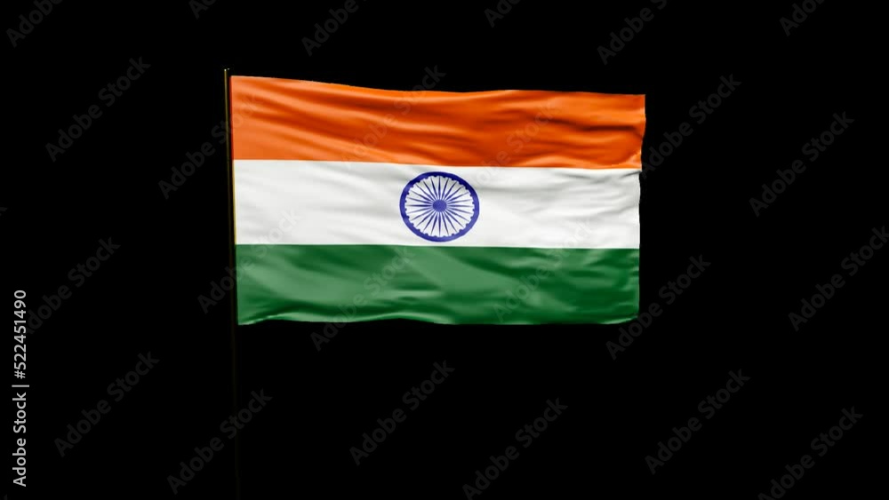 National Flag of India. realistic Indian Flag waving_Alpha Stock 비디오 ...
