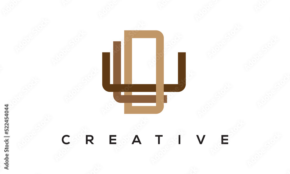 initial DLU, ULD letters monogram, three letters creative modern ...