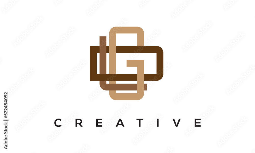 initial GLD, DLG letters monogram, three letters creative modern ...