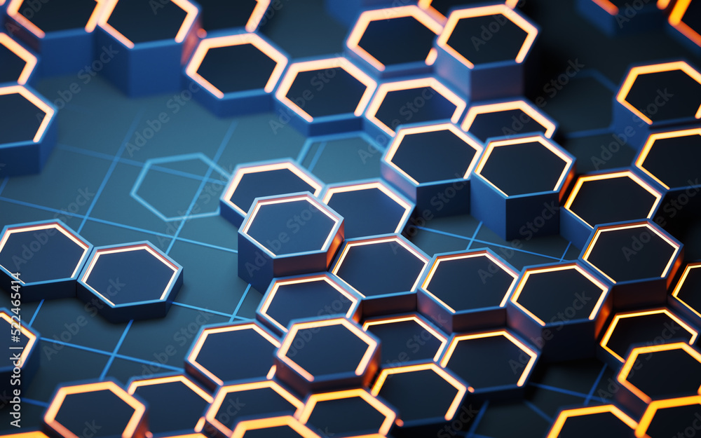 Metallic hexagon material background, 3d rendering. Stock-Illustration ...