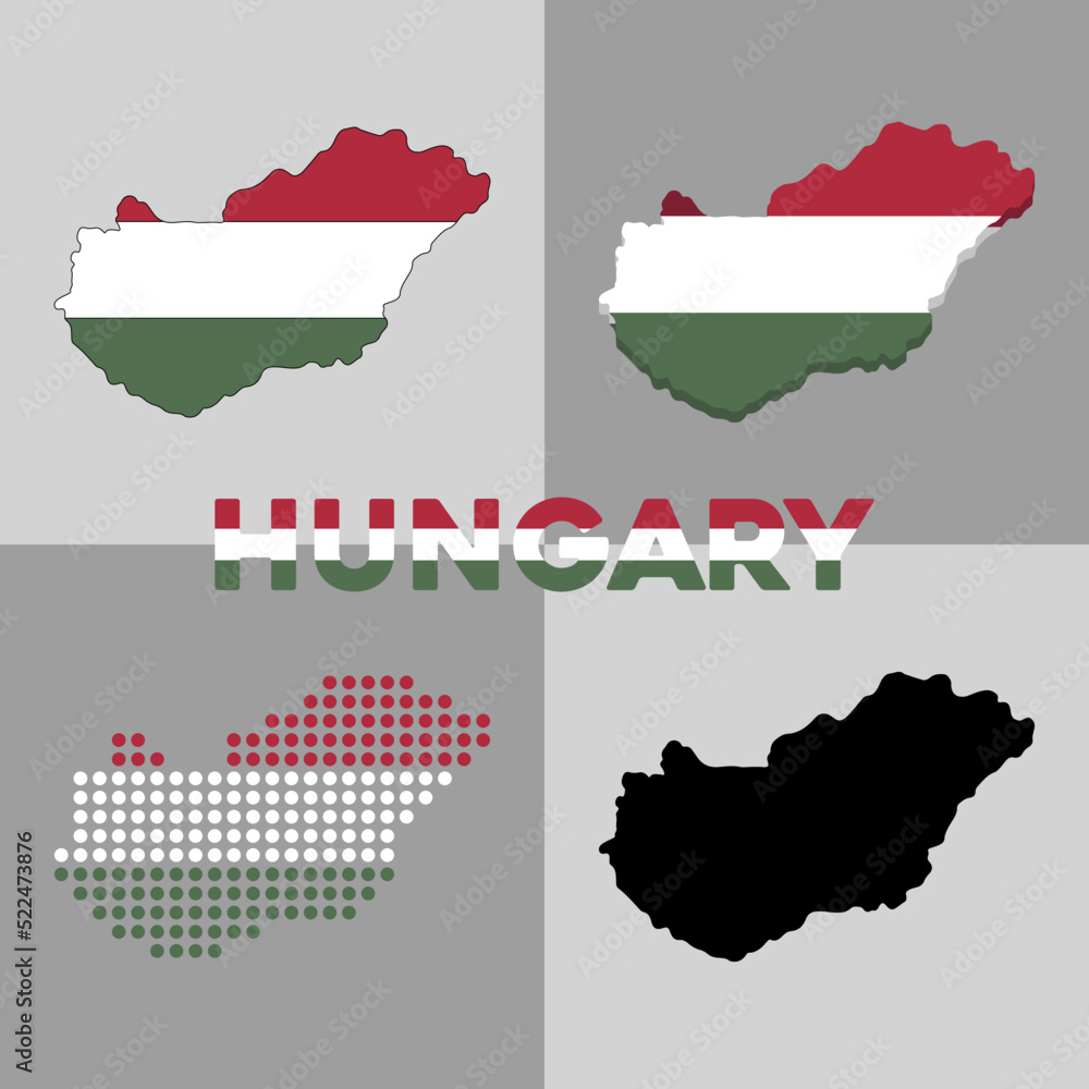 Vector map of borders of Hungary. Flag and geography of the country of ...