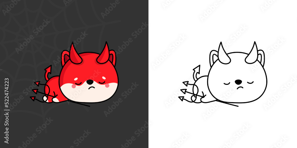 Cute Halloween Shiba Inu Clipart for Coloring Page and Illustration ...