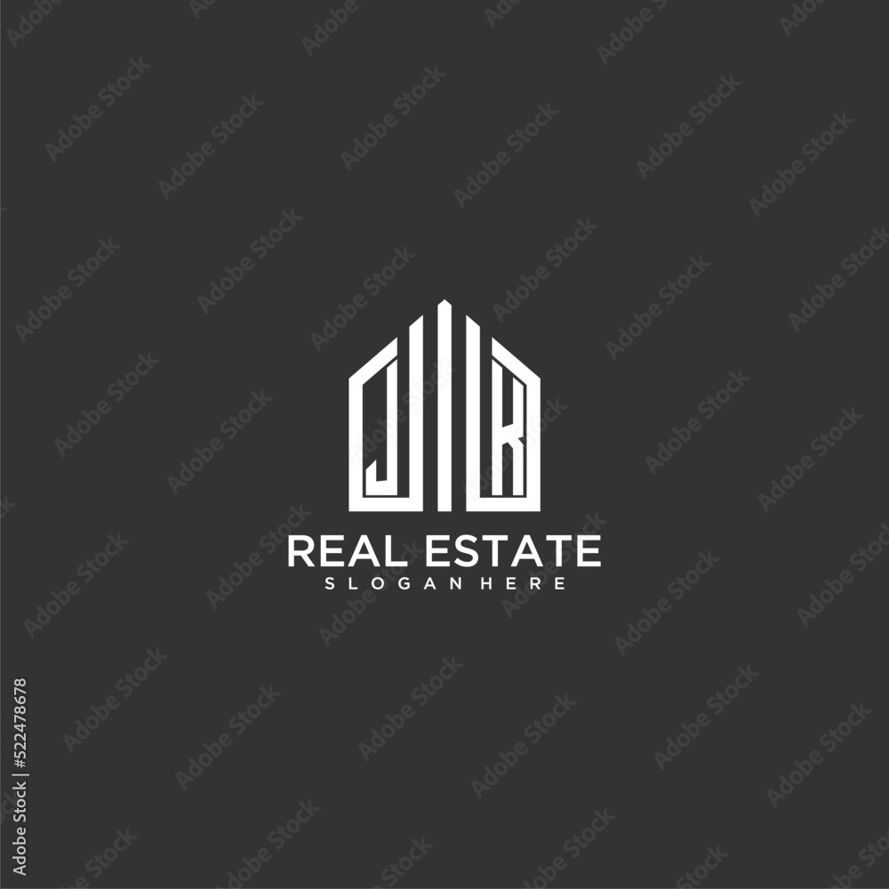 JK initial monogram logo for real estate with home shapes creative ...