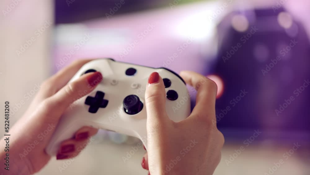 Gamer Playing On Video Game. TV Game Simulator Joystick. Joypad ...