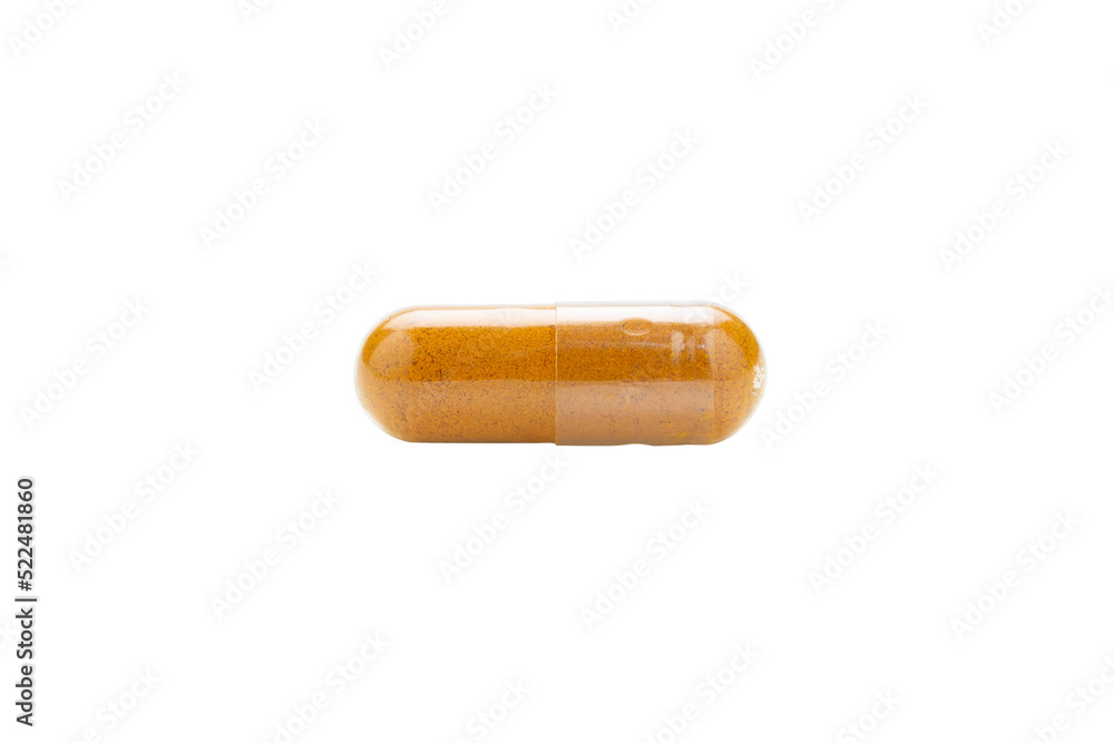 Turmeric Capsule isolated on white background with clipping path ...