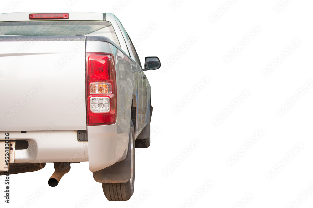 back view silver pick up truck isolated on white background with ...