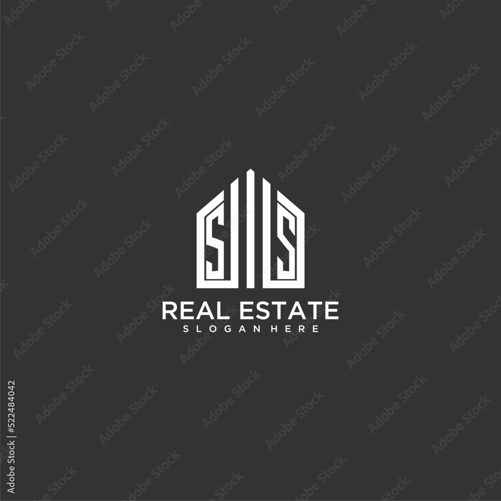 SS initial monogram logo for real estate with home shapes creative ...