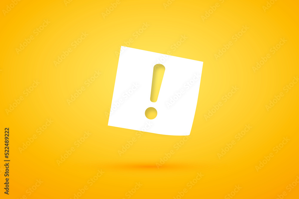 Note paper with exclamation mark on yellow background Stock ...