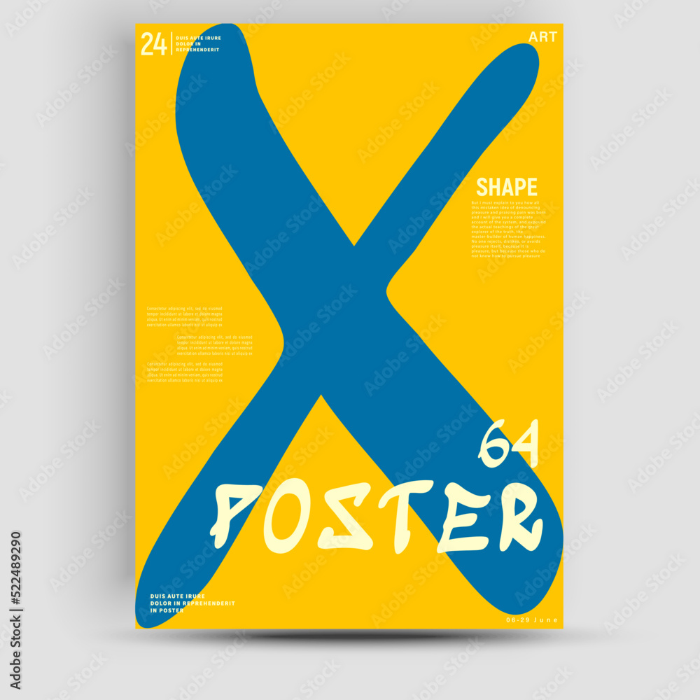 Creative fashionable poster design. Letter X. Alphabet. Template poster ...