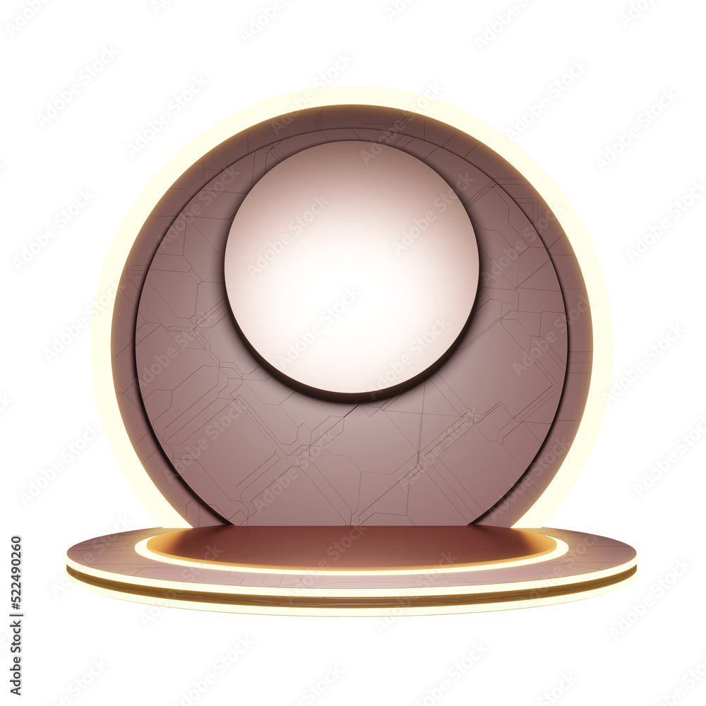 Circular podium. Futuristic neon and laser podium Technology 3D ...