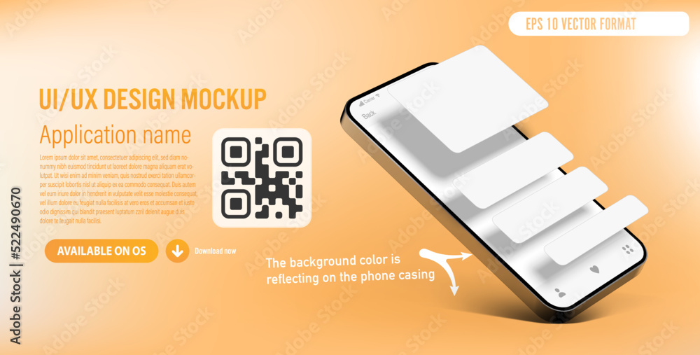 UI or UX smartphone mobile app template on orange background with ...