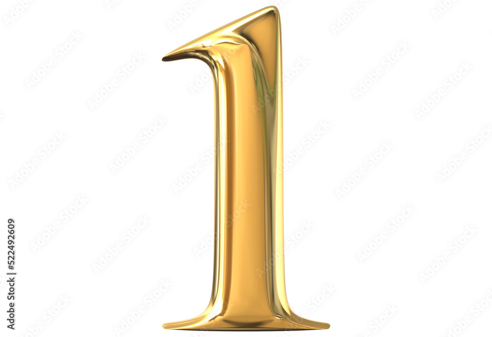 3d golden Number 1 Stock Illustration | Adobe Stock