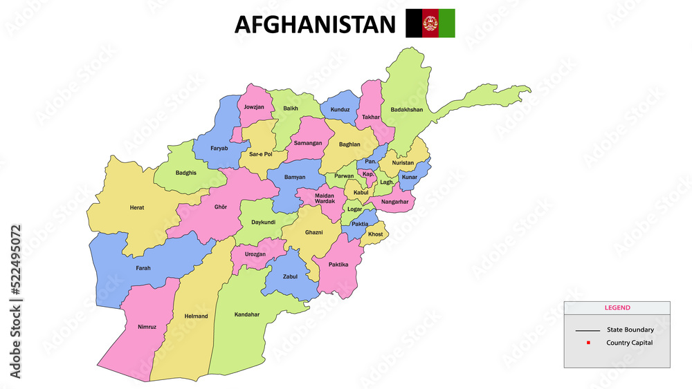Afghanistan Map. District map of Afghanistan detailed map of Afghanistan in color with capital ...