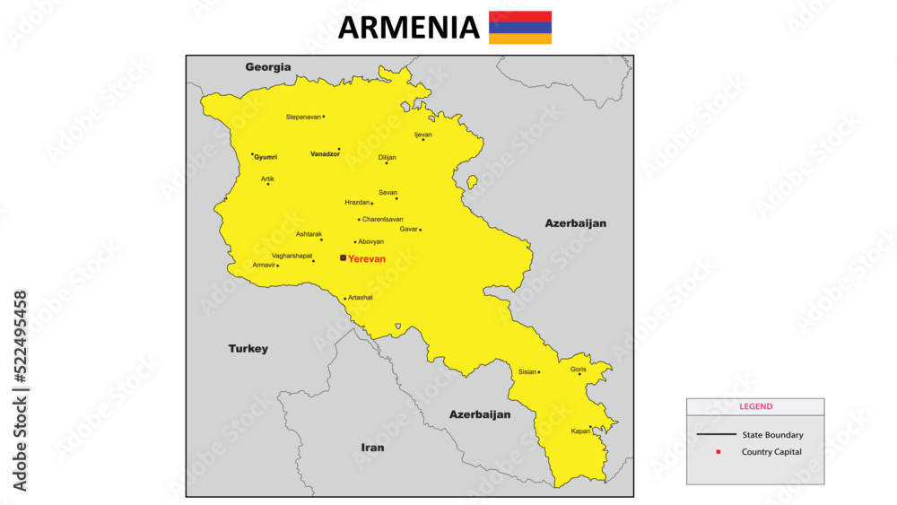 Armenia Map. State and district map of Armenia. Political map of ...
