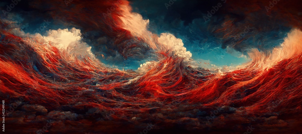 Wrath of nature, impossibly turbulent surreal hurricane storm with huge ...