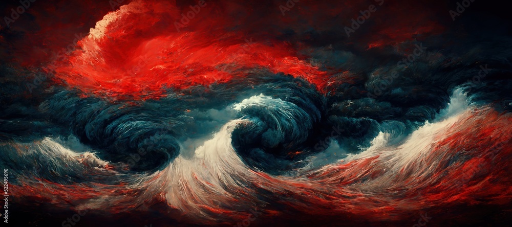 Wrath of nature, impossibly turbulent surreal hurricane storm with huge ...