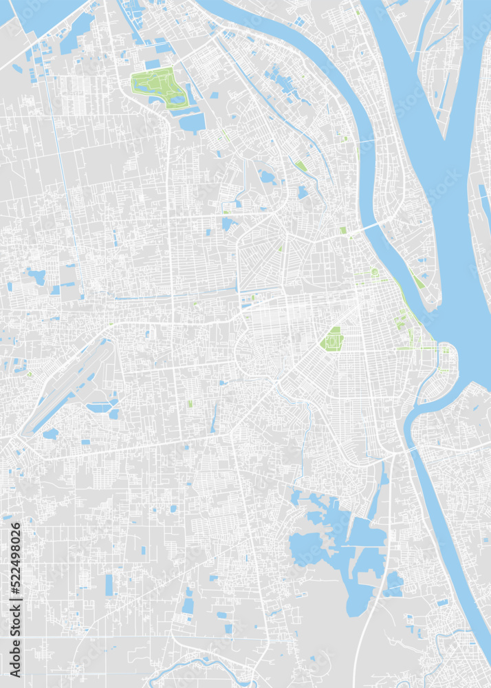 Photo & Art Print City map Phnom Penh, color detailed plan, vector ...