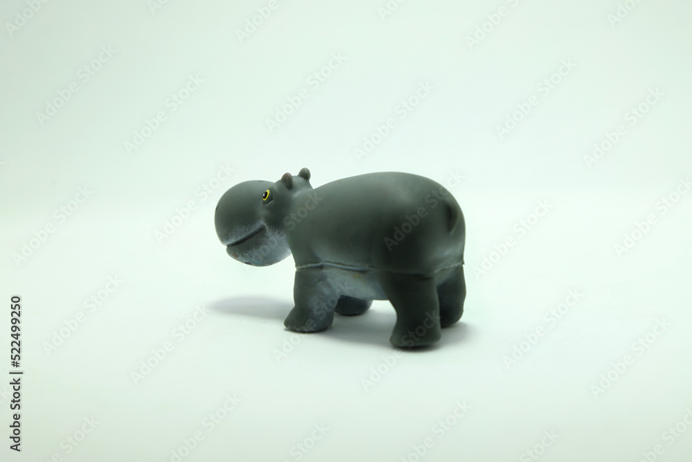 Plastic toy hippopotamus. Children's toy. Rubber animal. Figure to play ...