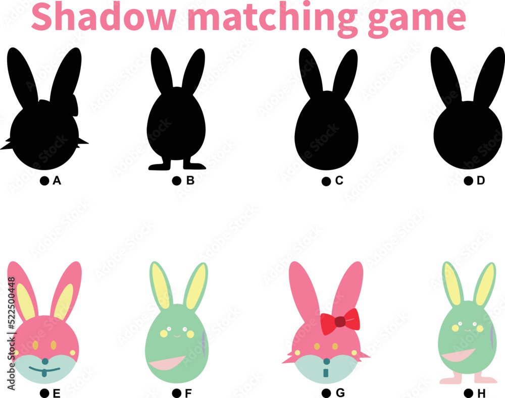 Easter shadow matching game activity. Holiday celebration educational ...