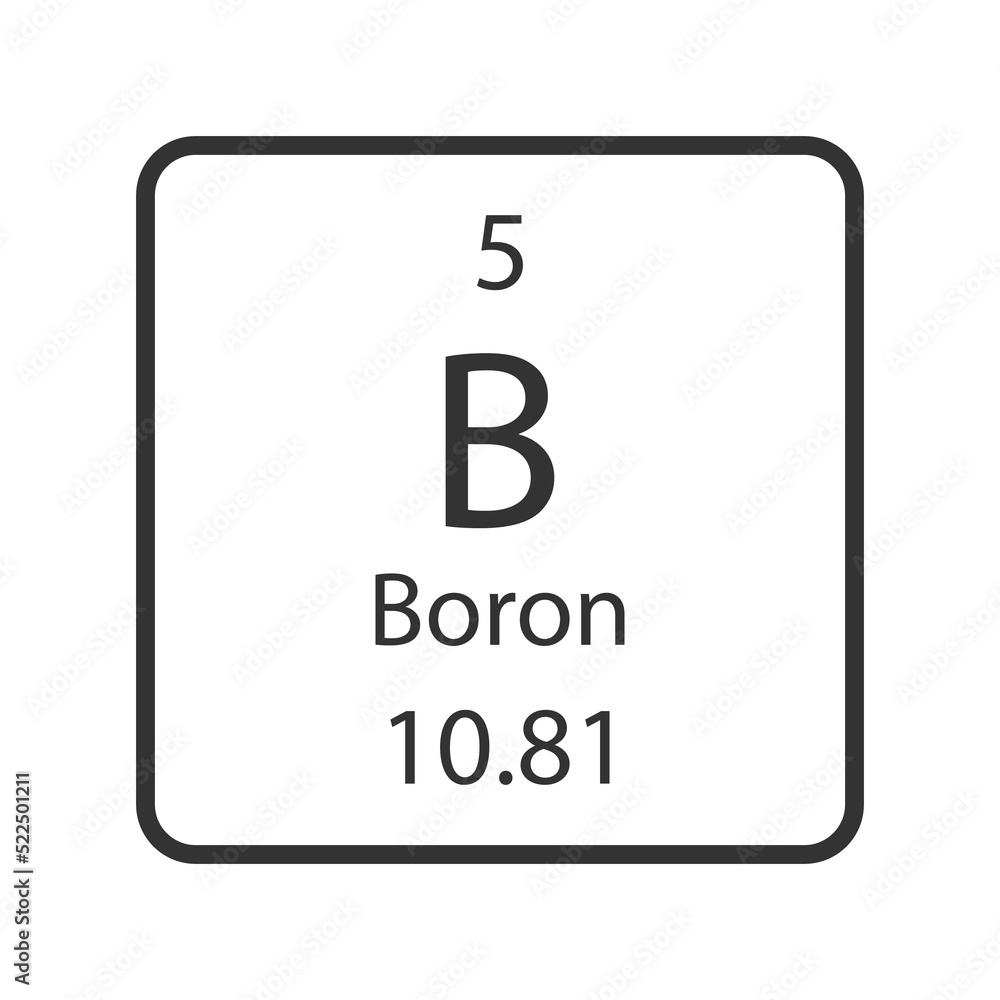 Boron symbol. Chemical element of the periodic table. Vector ...