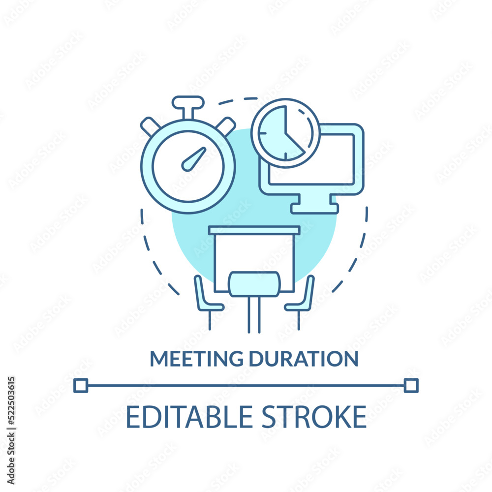 Meeting duration turquoise concept icon. Control length of event ...