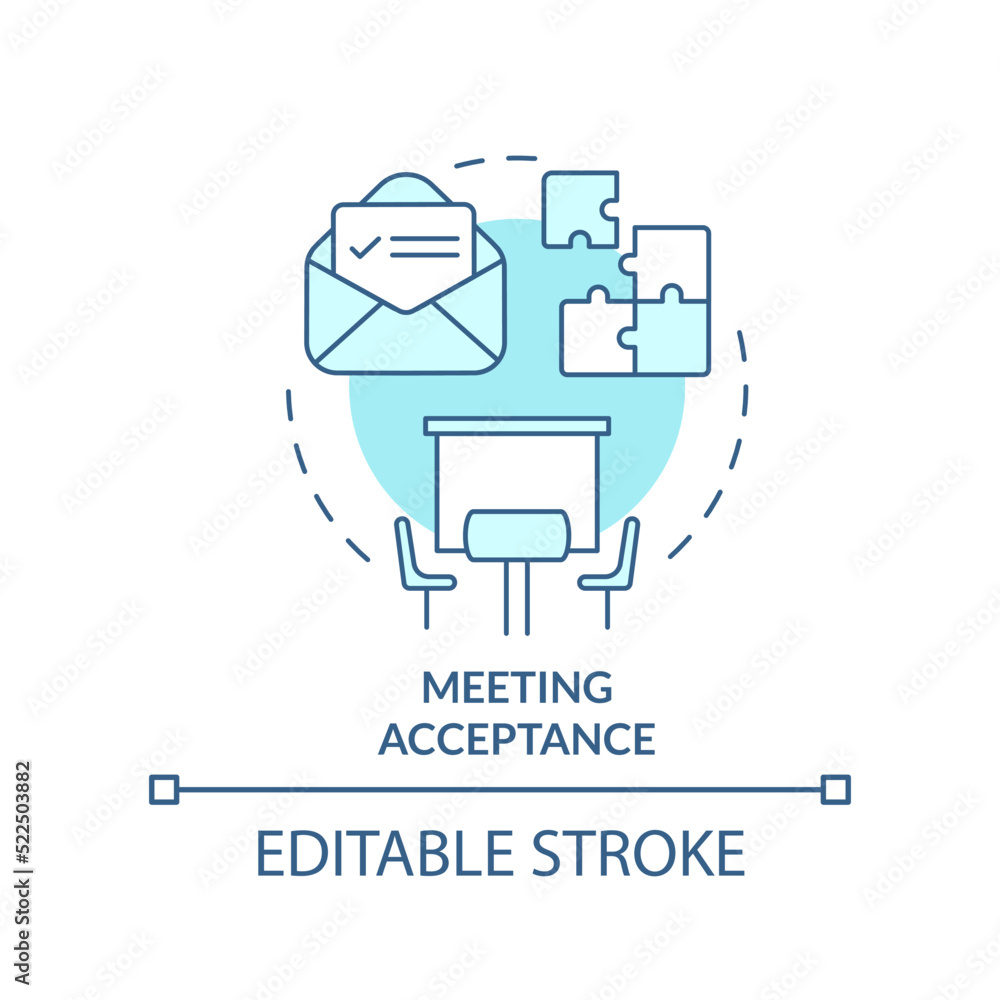 Meeting acceptance turquoise concept icon. Attending event. Business ...