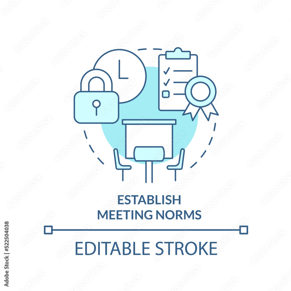 Establish meeting norms turquoise concept icon. Creating hybrid ...
