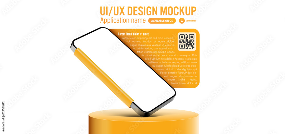 Smartphone mobile app template with blank screen on podium ...