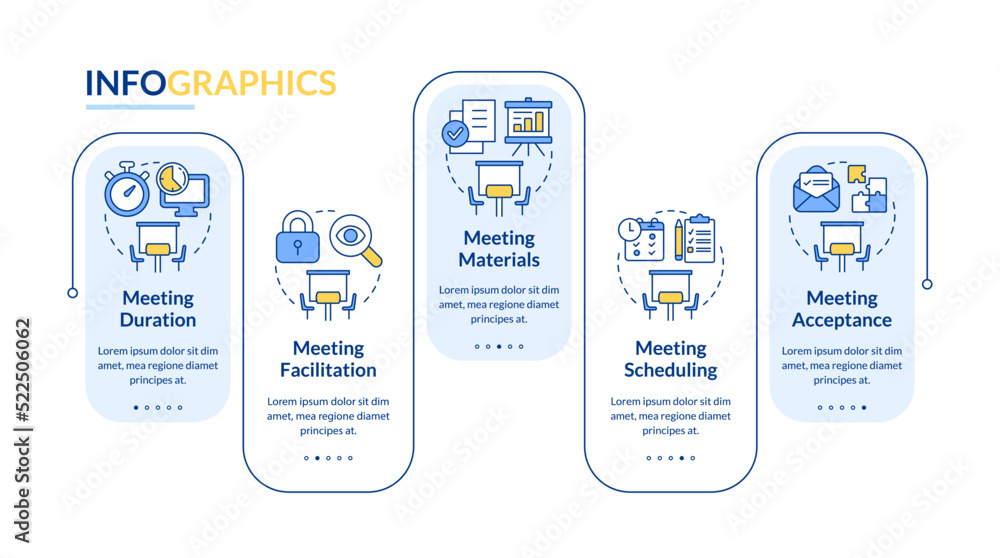 Meeting norms rectangle infographic template. Business conference. Data ...