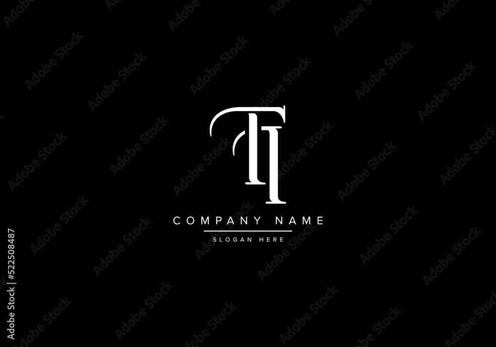 Letter TI monogram logo. mockup thin line art vector Stock Vector ...