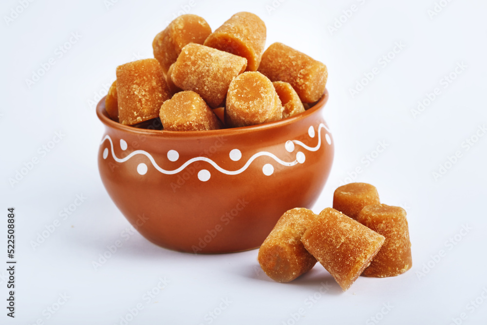Organic Gur or Jaggery Powder and cubes, Jaggery is used as an ...