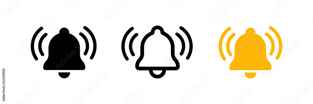 Notification bell icon set. Incoming inbox message. New message ...