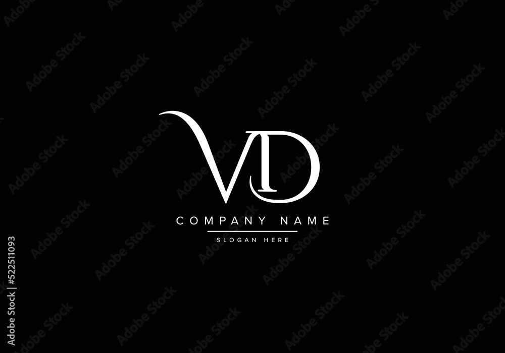 Letter VD monogram logo. mockup thin line art vector Stock Vector ...