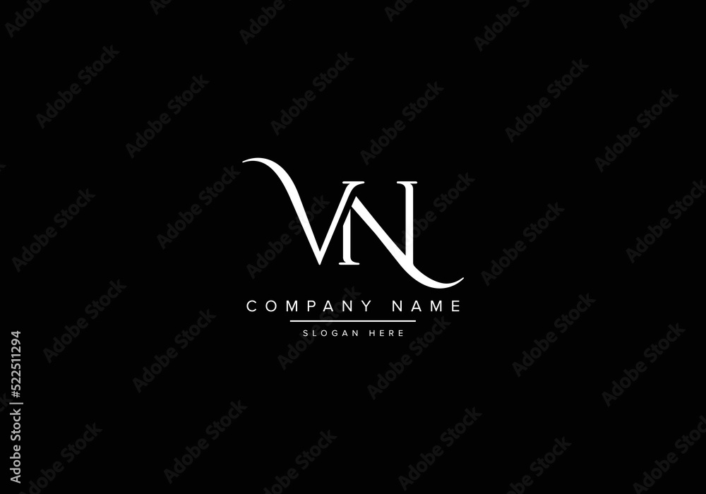 Letter VN monogram logo. mockup thin line art vector Stock Vector ...
