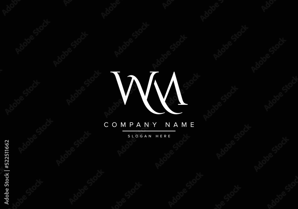 Letter WM monogram logo. mockup thin line art vector Stock Vector ...