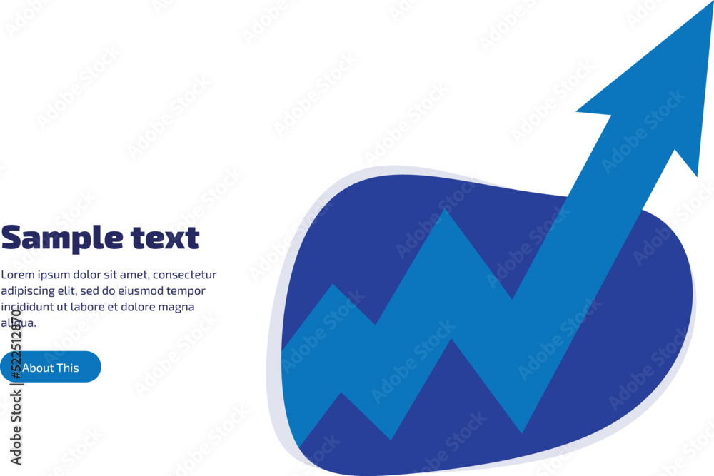 space for text on the left and blue growth arrow on an abstract blue ...