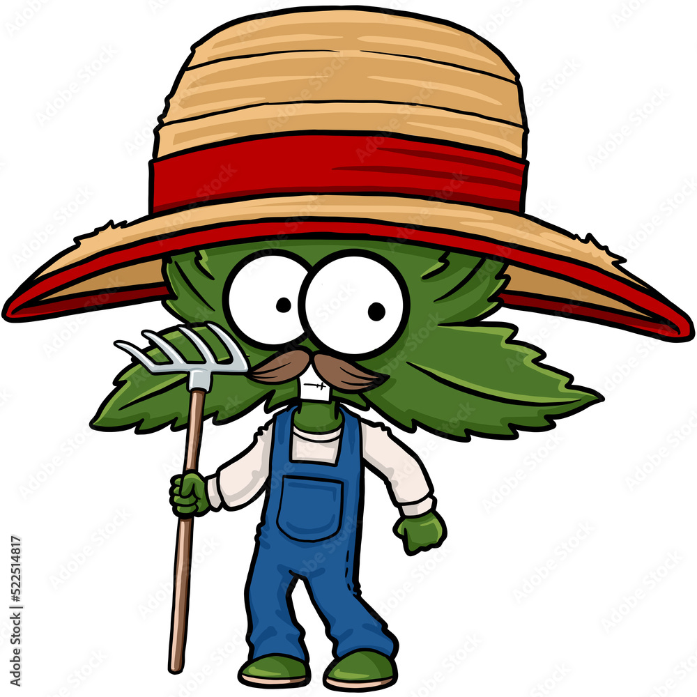 Cute cartoon cannabis marijuana character farmer Stock Illustration ...