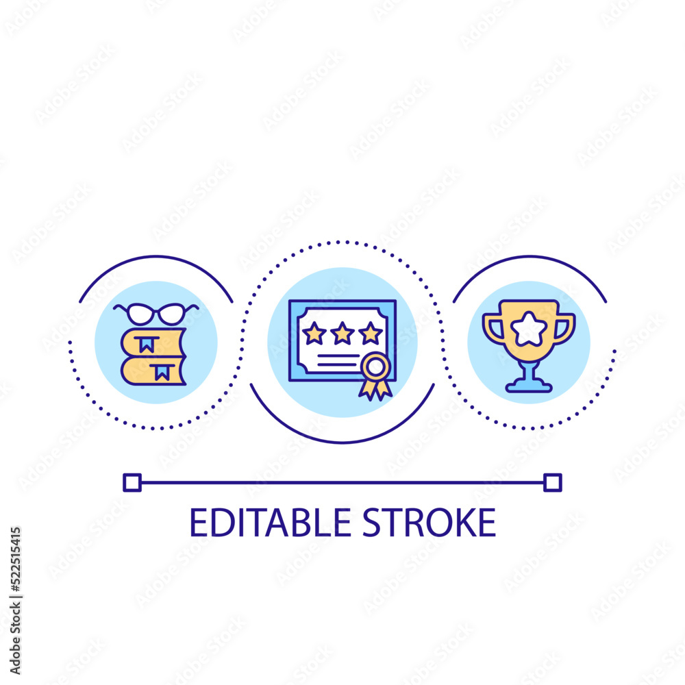 Credentials loop concept icon. Certificate of courses completion ...