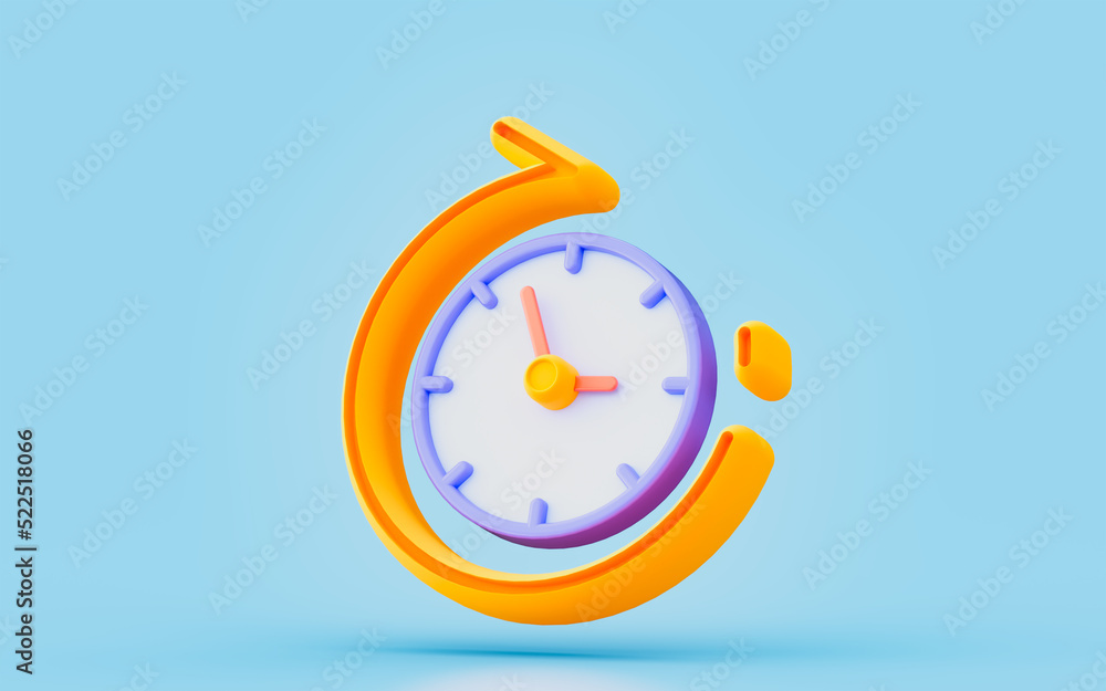 clock rotation sign 3d render concept for Elapsed time history in human ...