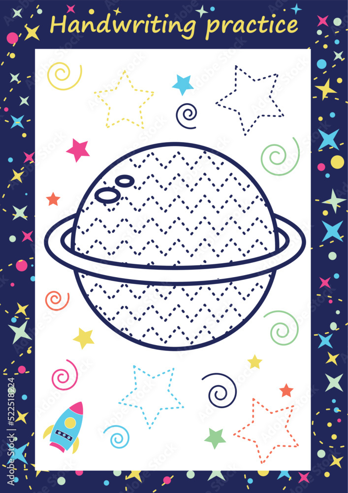 Preschool worksheet for practicing fine motor skills - tracing dashed ...